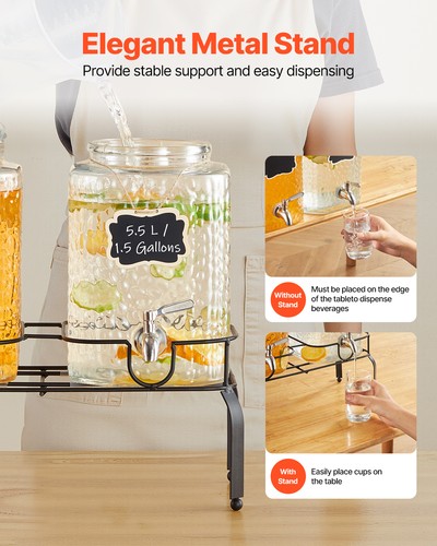 VEVOR Drink Dispenser 5.5L Beverage Dispenser for Parties Glass with ...