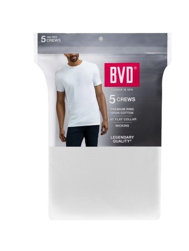 BVD 5 Pack Men’s Ring Spun Cotton Crew Neck (Tag Free & Super Soft) | eBay