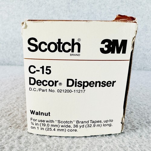 3M Scotch C15 Decor Tape Dispenser Weighted Walnut Finish Vintage ...