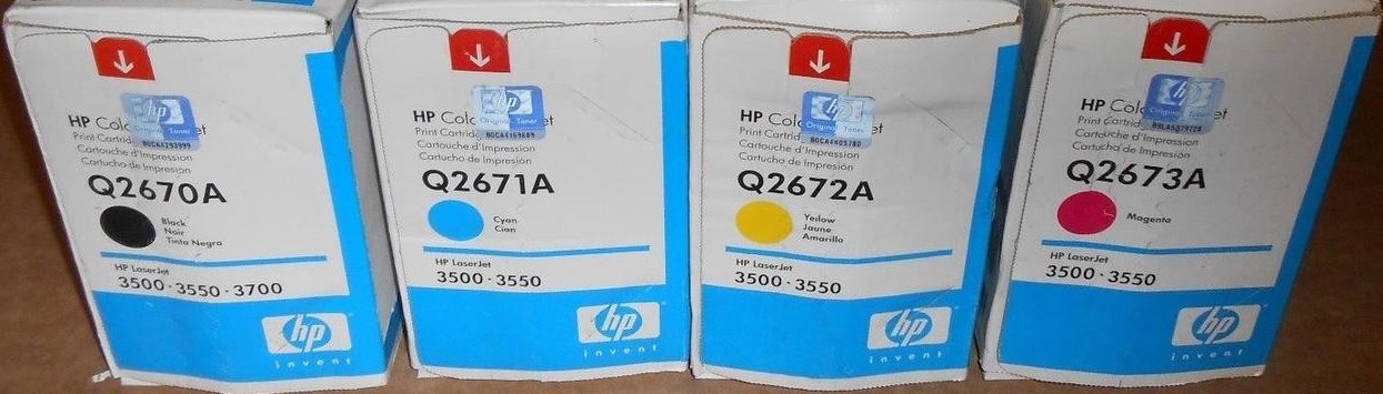 Set 4 New Fact Sealed HP Q2670A Q2671A Q2672A Q2673A Laser Cartridges ...