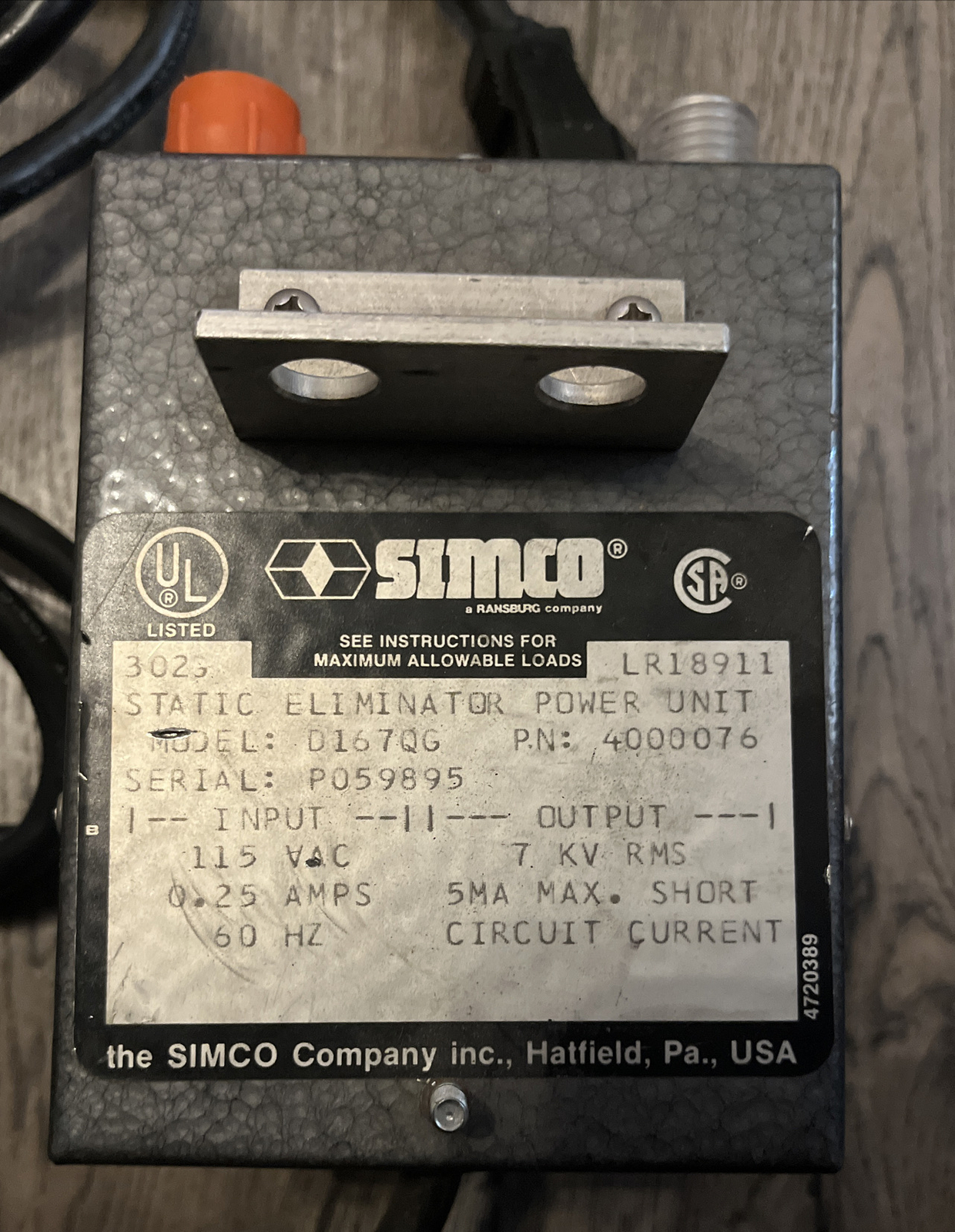 SIMCO Static Eliminator Power Supply 7kv Model D167QG for sale online ...