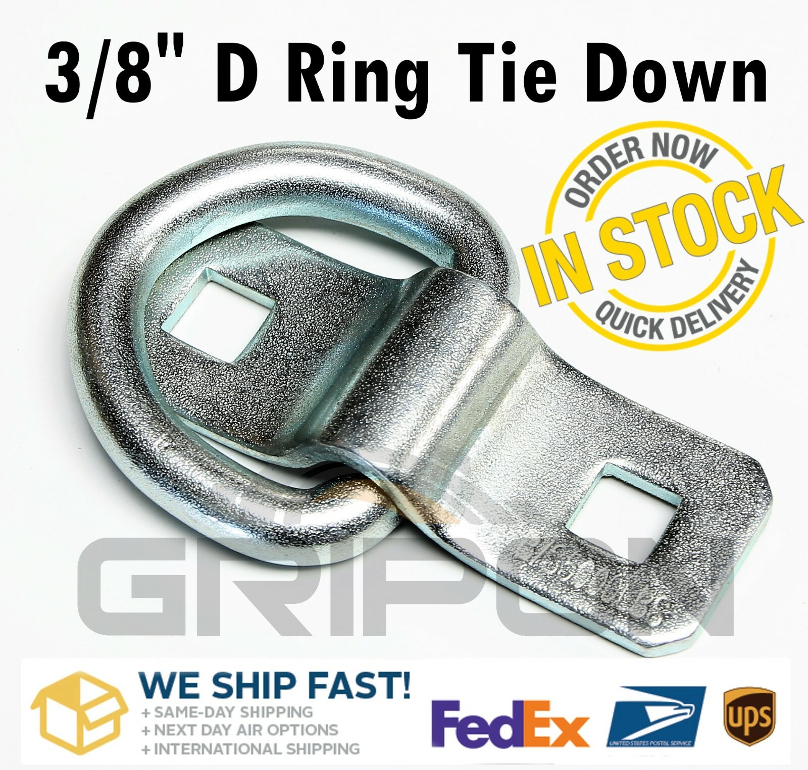 GRIPON 8x 3/8" D Ring Surface Mount Tie Down with 1.5inch Carriage Bolt ...