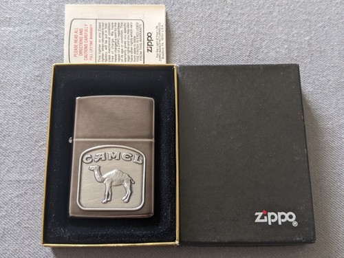 1992 CAMEL CIGARETTES TOMBSTONE MEDALLION MIDNIGHT CHROME ZIPPO LIGHTER ...