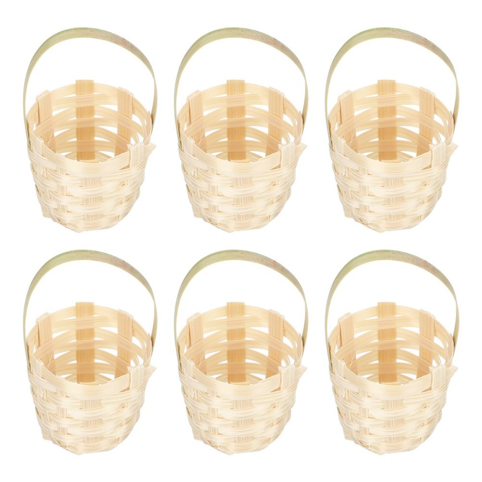 6pcs Hand-woven Small Bamboo Baskets Simple Style Easter Egg Storage ...
