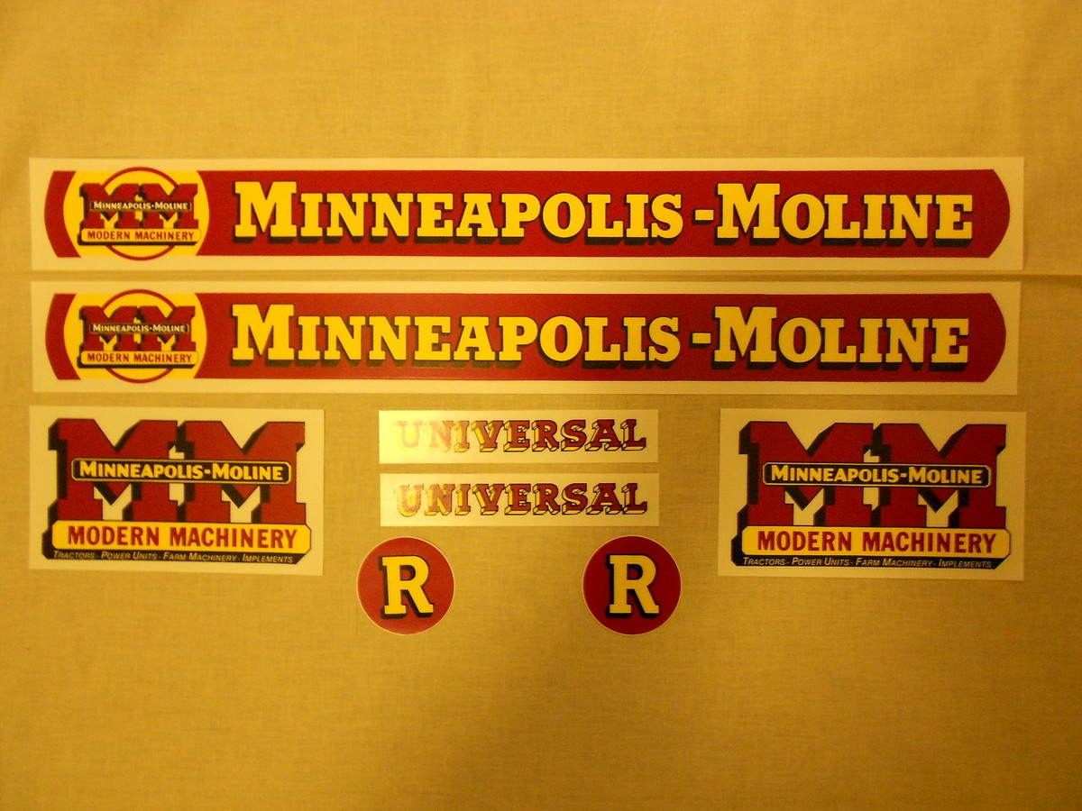 Minneapolis Moline Logo Minneapolis Moline MM Oval Stickers. 5" Pair.