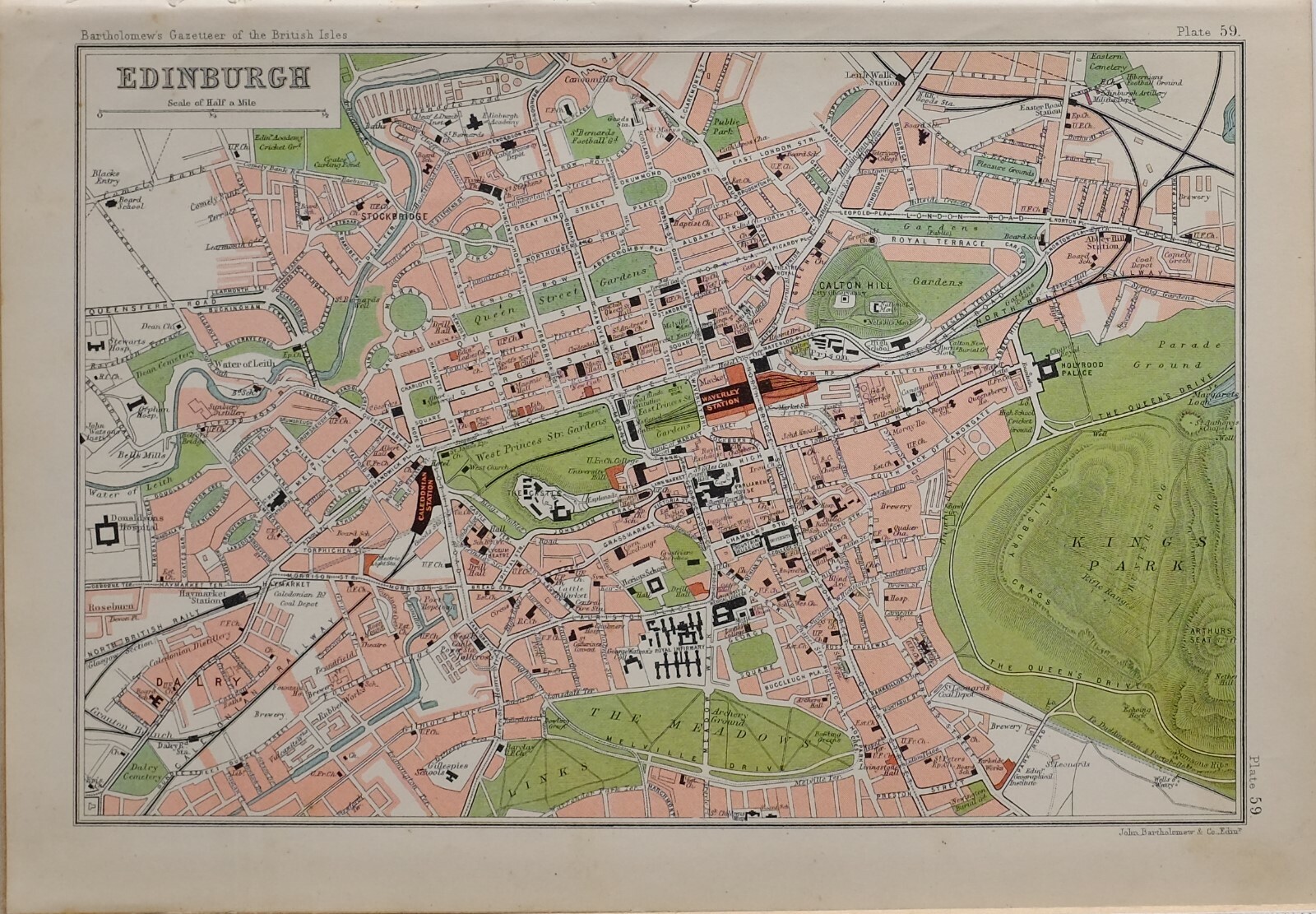 1901 CENSUS MAP EDINBURGH CITY PLAN ROYAL INFIRMARY MARKET COLLEGE ...