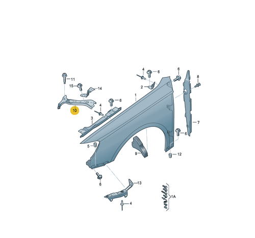 Original Audi A3 8V RS3 Cabr Kotflügelhalter Strebe Halter vorn links ...