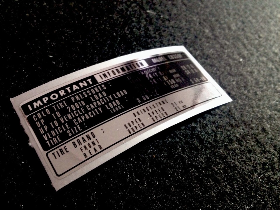 CB350 FOUR TIRE INFO DECAL | eBay