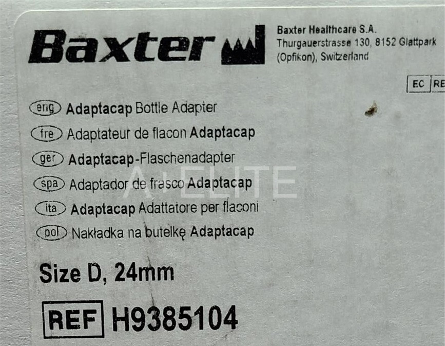 BAXTER BAXA ADAPTA-CAP Bottle Exactamed Adapter Size D 24mm Short 20/PK ...