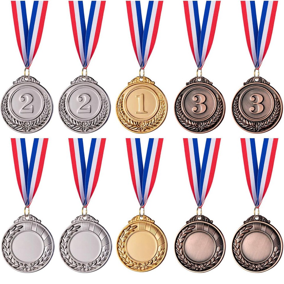 30pcs 2inch Gold Silver Bronze Award Medal with Neck Ribbon Winner ...