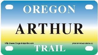 ARTHUR Oregon Trail - Mini License Plate - Name Tag - Bicycle Plate! | eBay
