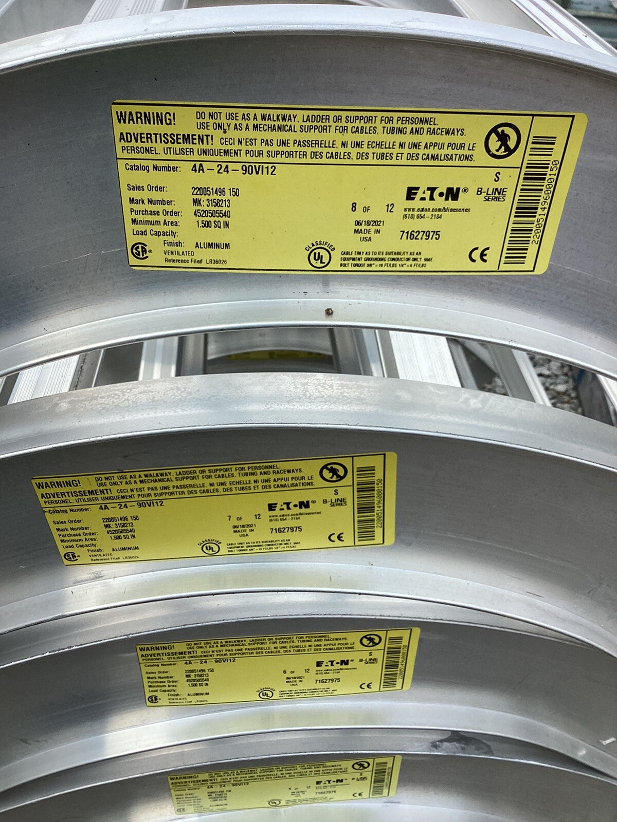 10 Eaton B-line Aluminum Conduit Cable Tray #4A-2A-90VI12 | eBay