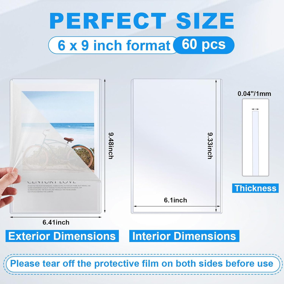 6 X 9 Inch Hard Plastic Card Sleeves Jumbo Photocard Holder PVC Clear ...