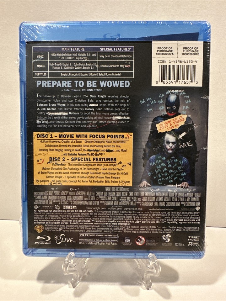 The Dark Knight (Blu-ray 2-Disc Set) Christian Bale Morgan Freeman ...