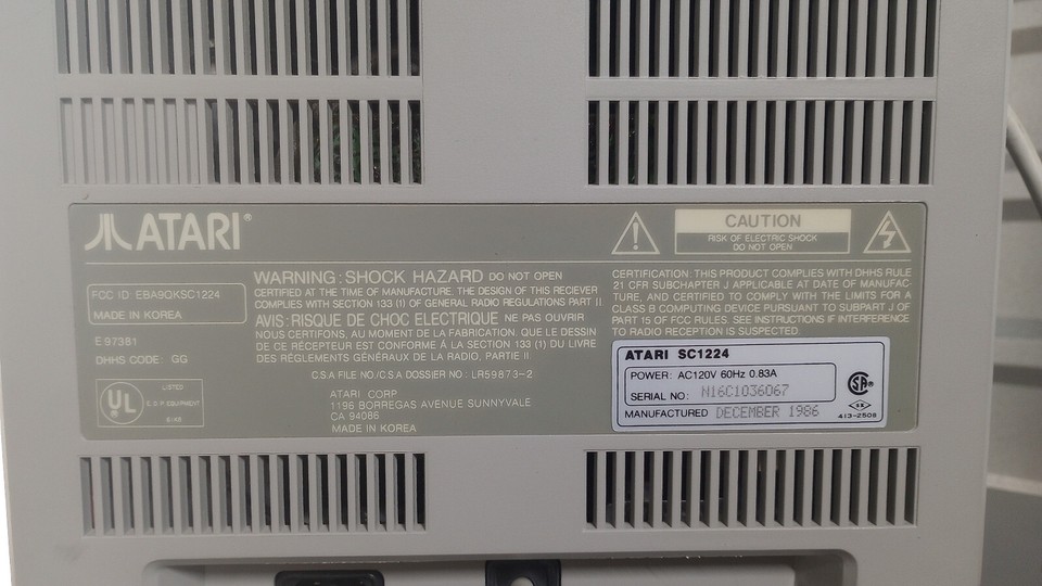 Atari 1040 STF PC & SC1224 Monitor Parts/Repair Only — Power Test ...