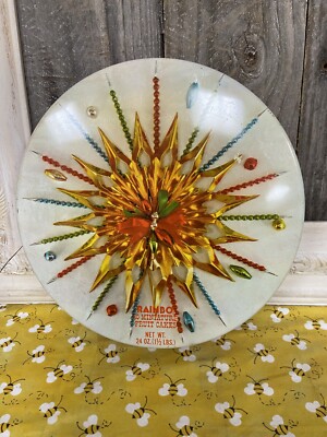 Vintage Promotional Rainbo Fruit Cake Tin STARBURST Mid Century | eBay