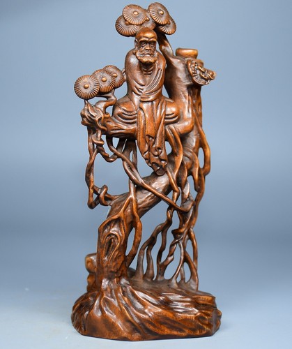 Chinese Vintage Boxwood Carving Damo Statue Sculpture Collection Nice ...