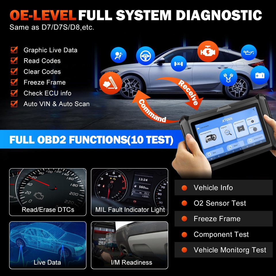 XTOOL X100 PADS IMMO Key Fob Programming Full System Car Diagnostic ...