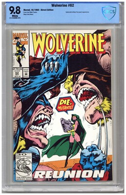 Wolverine # 62 CBCS 9.8 NMMT White pgs 10/92 Sabretooth & Silver Fox | eBay
