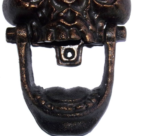 Skull Door Knocker Cast Iron Head Moveable Jaw Gothic Halloween ...