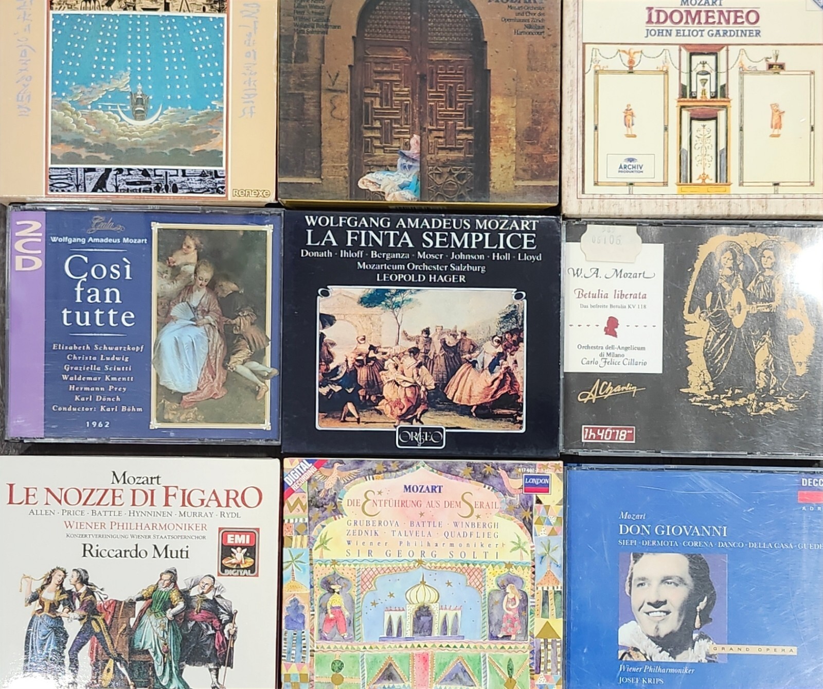 Lot 9 Mozart Opera CD Box Sets Figaro Magic Flute Idomeneo Don Giovanni ...