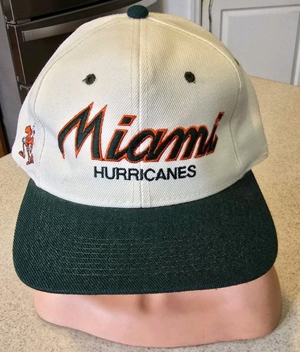 Vintage Miami Hurricanes Script Sports Specialties Snapback Hat White ...