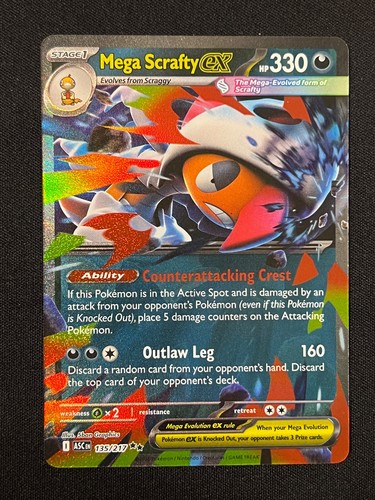 Mega Scrafty EX 135/217 Ascended Heroes Pokemon Double Rare ASC EN Near ...