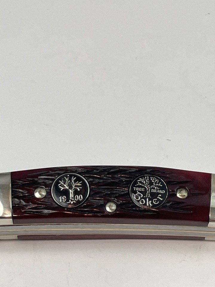 BOKER GERMANY 4 BLADE CONGRESS RING BOLSTERS RED BONE HANDLE MINT COND ...