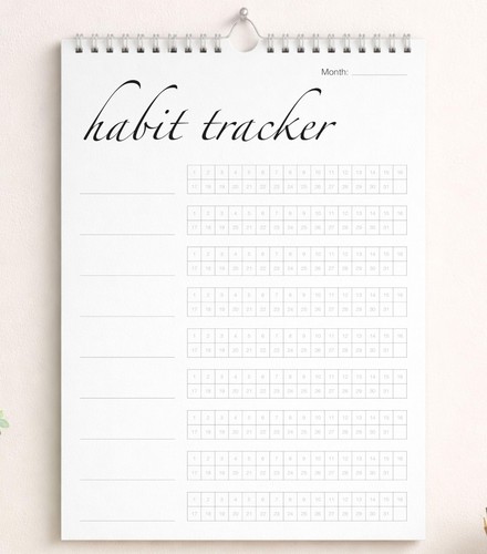 Habit Tracker Calendar (Undated 12 Month) with Silver Spiral Bound and ...