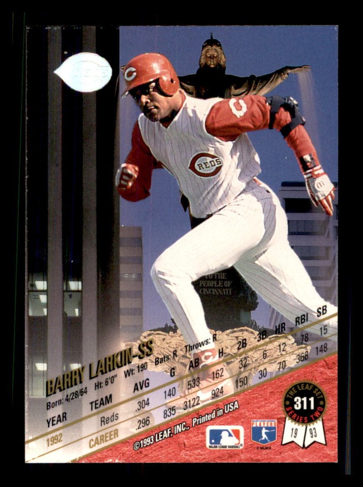 1993 Baseball 1993 Leaf Barry Larkin Cincinnati Reds #311 1 | eBay