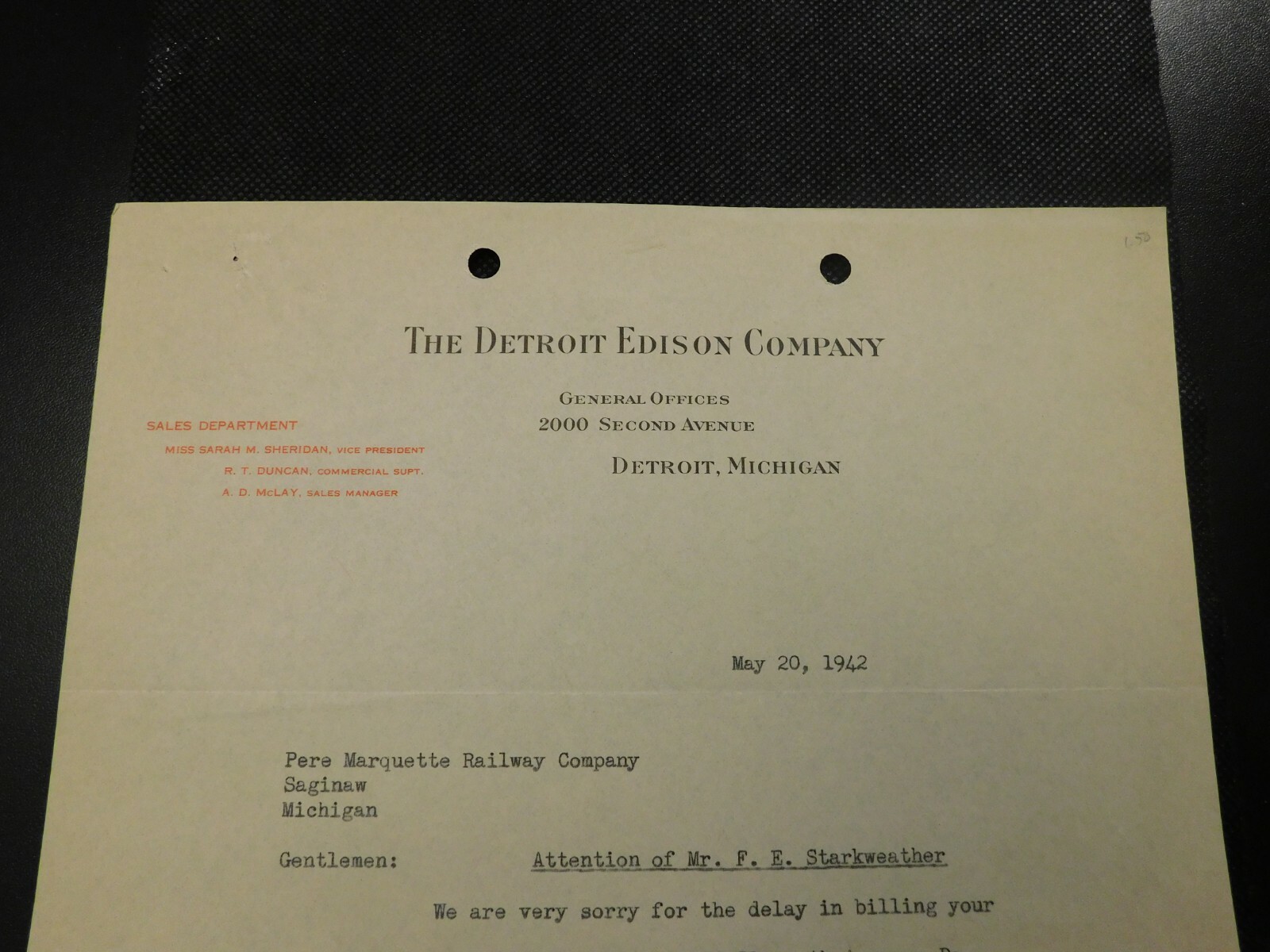 1942 THE DETROIT EDISON COMPANY VINTAGE LETTERHEAD! e1272XST1 | eBay
