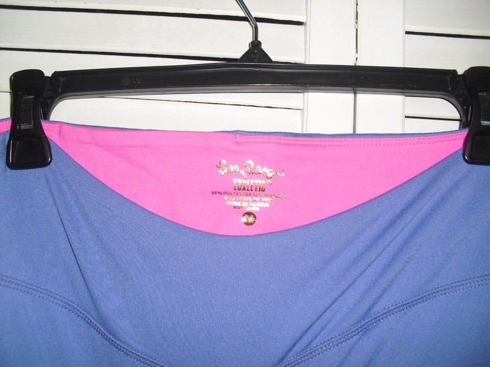 LILLY PULITZER LUXLETIC LOGO BLUE EXERCISE CAPRI PANTS SZ M EUC | eBay