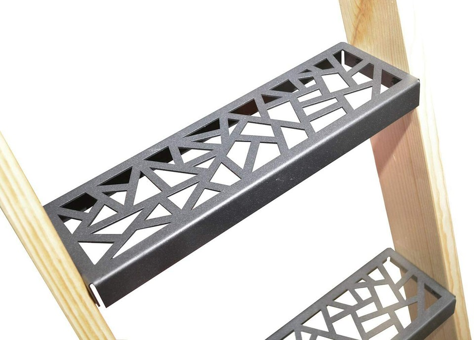 Unfinished Pine Wood Sliding Library Ladder with Metal Step Rolling ...