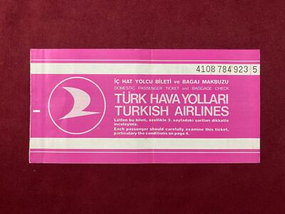 TURKISH AIRLINES Flight Ticket 1970s Old Airlines Ticket Ankara to ...