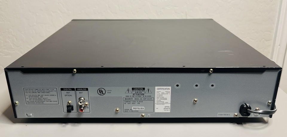 Sony CDP-CE375 5 Disc CD Changer Player W/ Remote Tested W Remote | eBay