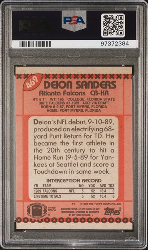 1990 TOPPS DISCLAIMER BACK #469 DEION SANDERS PSA 9 | eBay