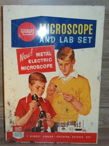 1960s Vintage Gilbert Microscope and Lab Kit Set Metal Case w ...