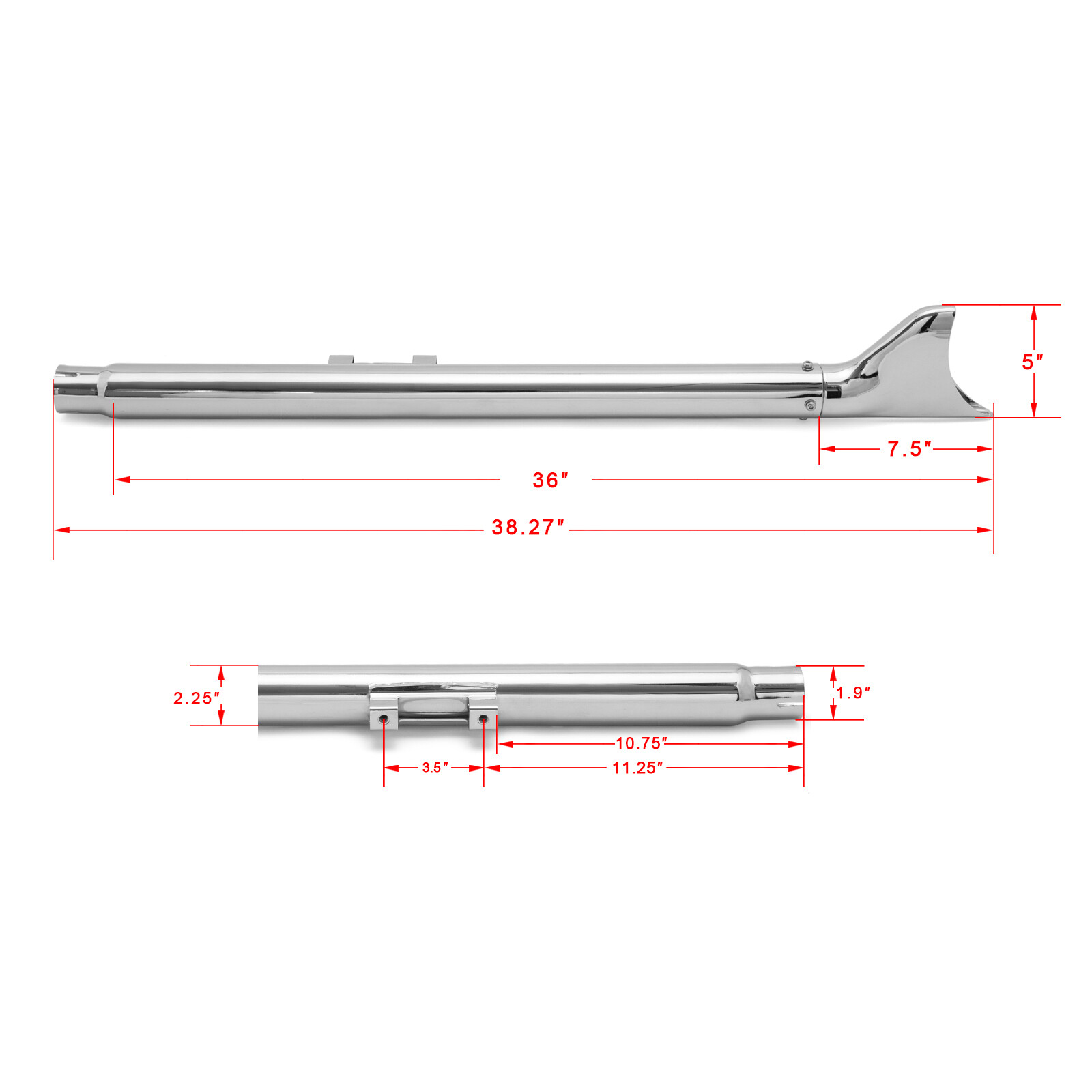 36" Slip on Fishtail Mufflers Dual Exhaust for Harley Softail Heritage ...