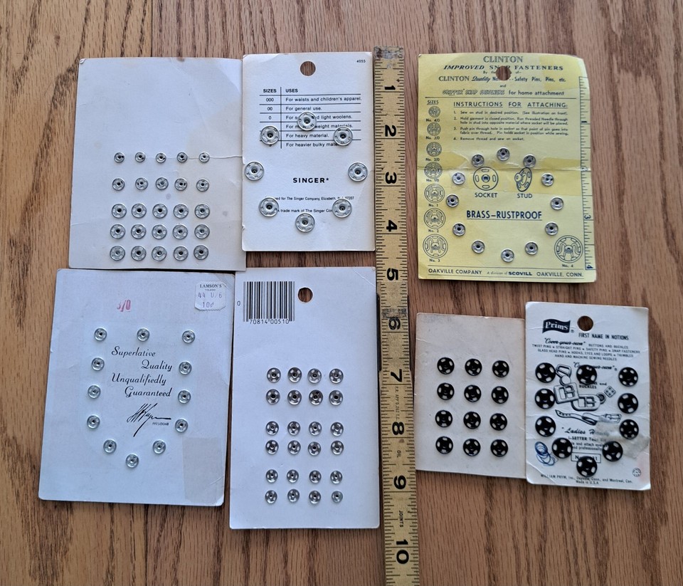 Mixed Lot of Vintage Sew On Snap Fasteners Sewing Notions Clinton Pryms ...