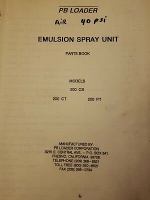 PB Loader 200CT PARTS MANUAL | eBay