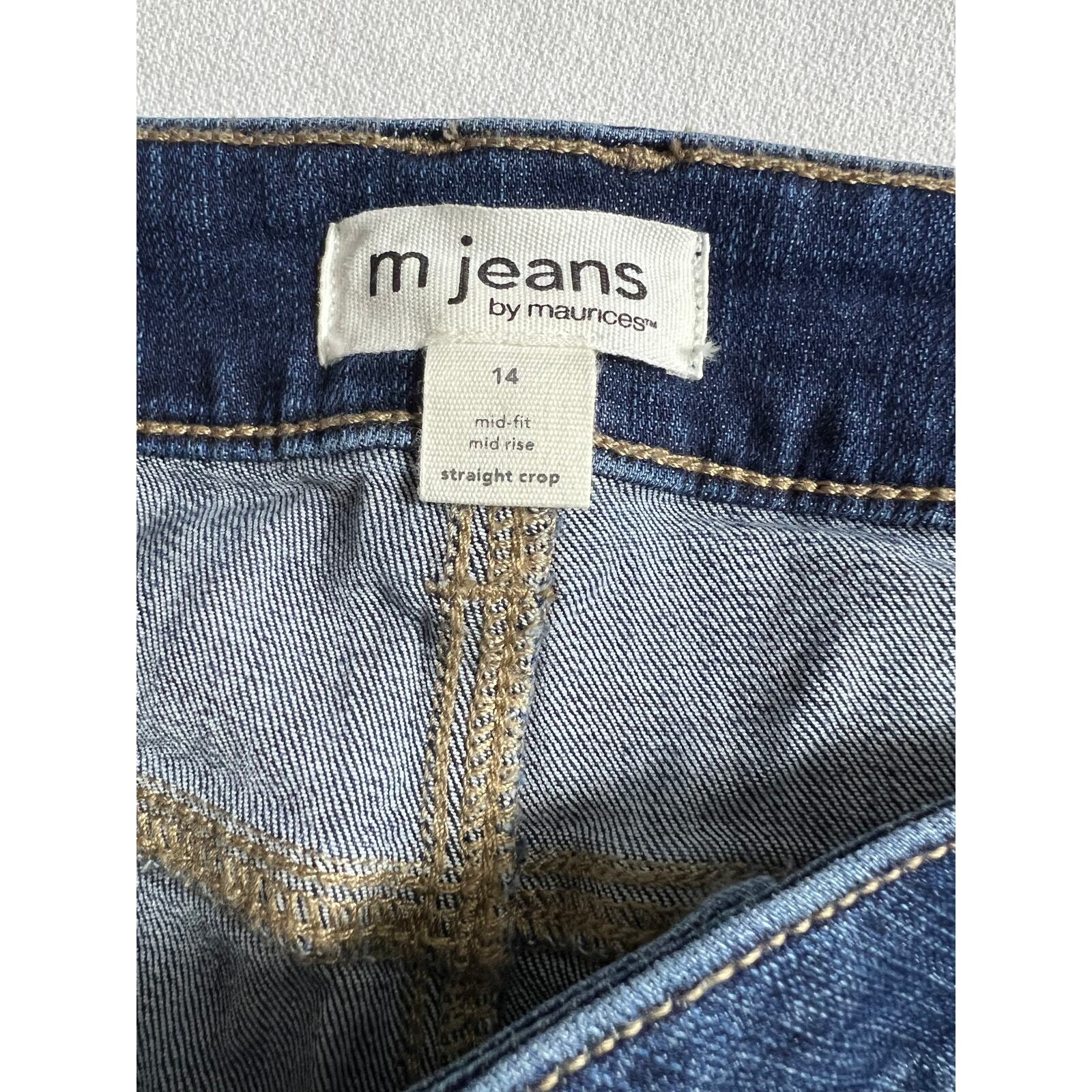 m jeans by maurices Classic Mid Rise Straight Cropped Jeans Size 14 | eBay