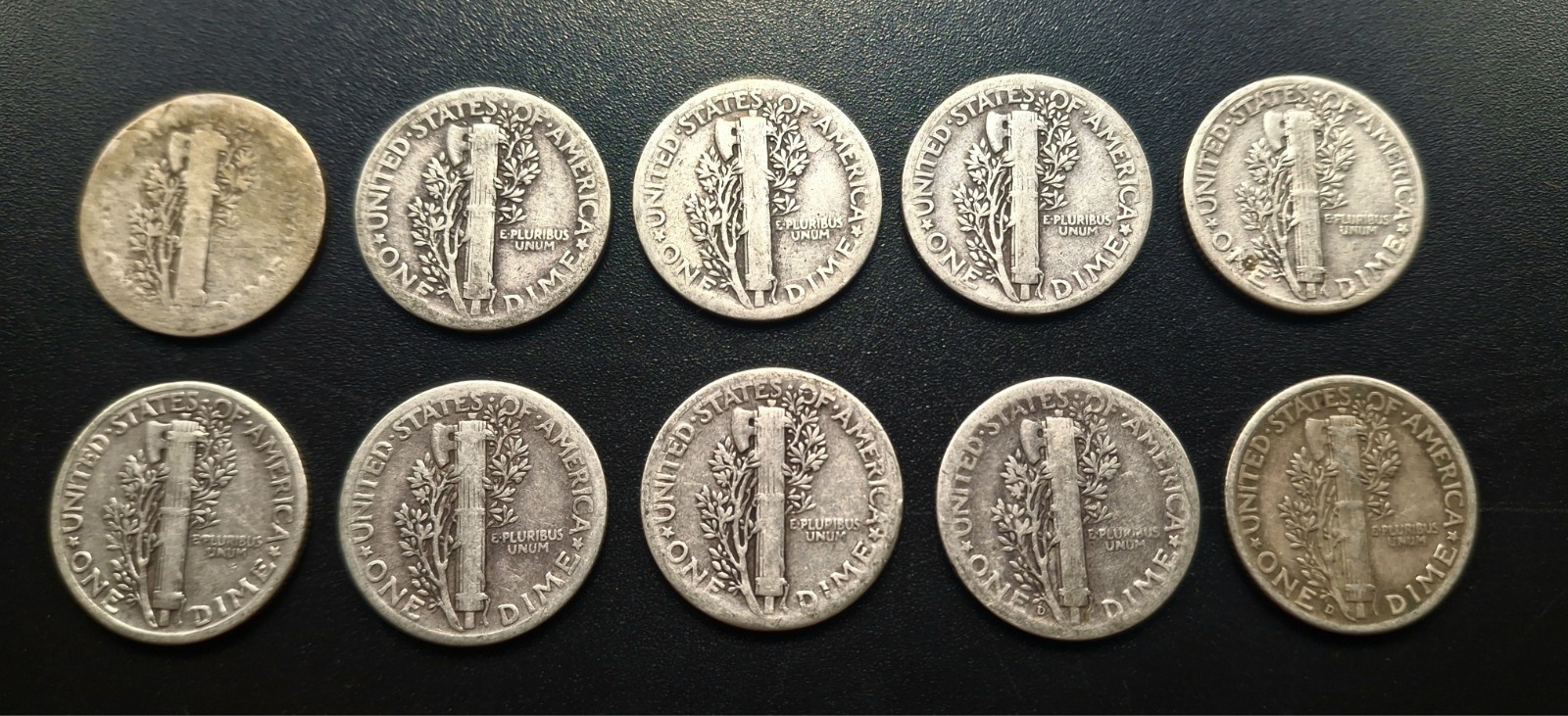 Lot Of 10 Mercury Silver Dimes - Assorted Dates, Years 1925 - 1939 | eBay