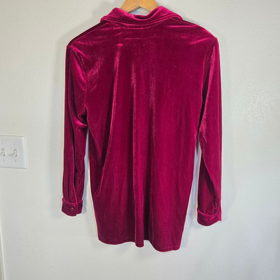 S – Vintage Appleseed’s Velvet Tunic Button-Down in Cranberry Red | eBay