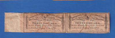 Pair of $3 THREE DOLLARS CSA CONFEDERATE STATES of AMERICA 1864 Bond ...