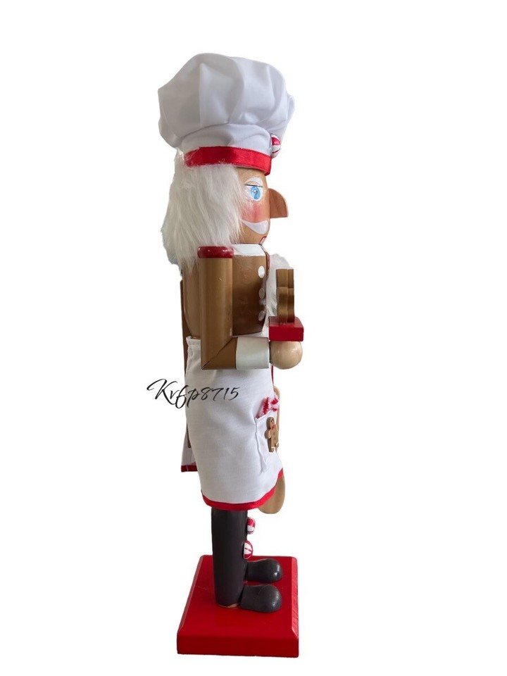14” Gingerbread Baker Nutcracker Peppermint Candy Cookies Chef Christmas Decor | eBay