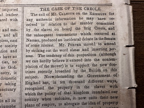 1842 Case Of The Creole Slave Ship Mutiny Revolt Murder Washington DC ...