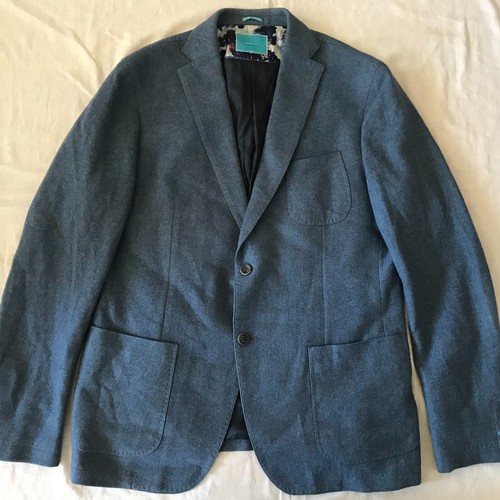 BRITISH INDIGO WOOL WINTER SPORT BLAZER JACKET SZ 56 EU 42 US SLIM FIT ...