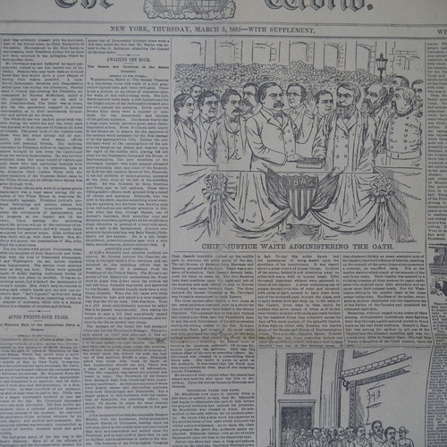 1885 THE WORLD President Grover Cleveland Inauguration Justice Morrison ...