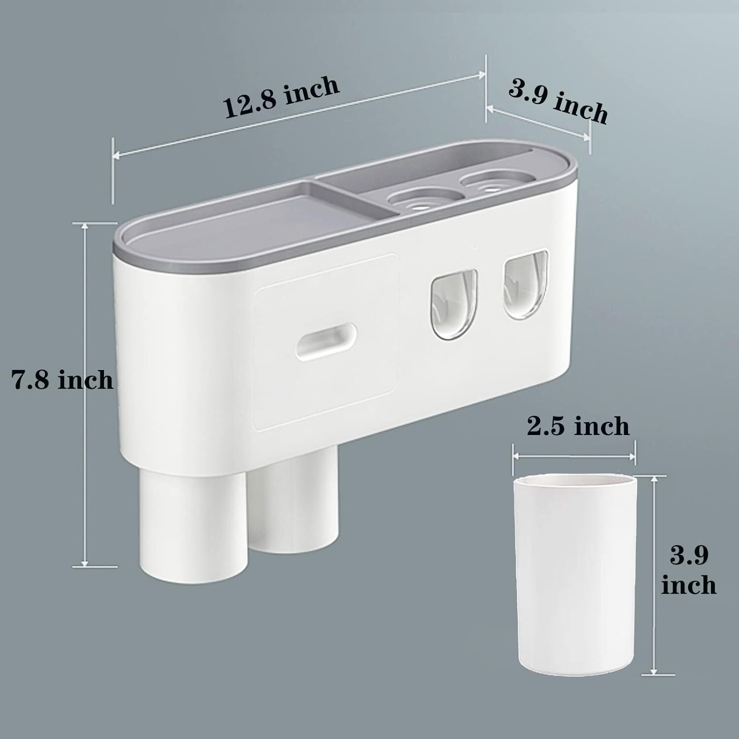 Double Toothpaste Dispensers Wall Mount Toothbrush Holder, with 6 Brush ...