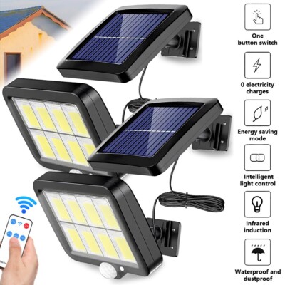 Solar Power LED Wall Light Security Outdoor Garden Flood Lamp PIR ...